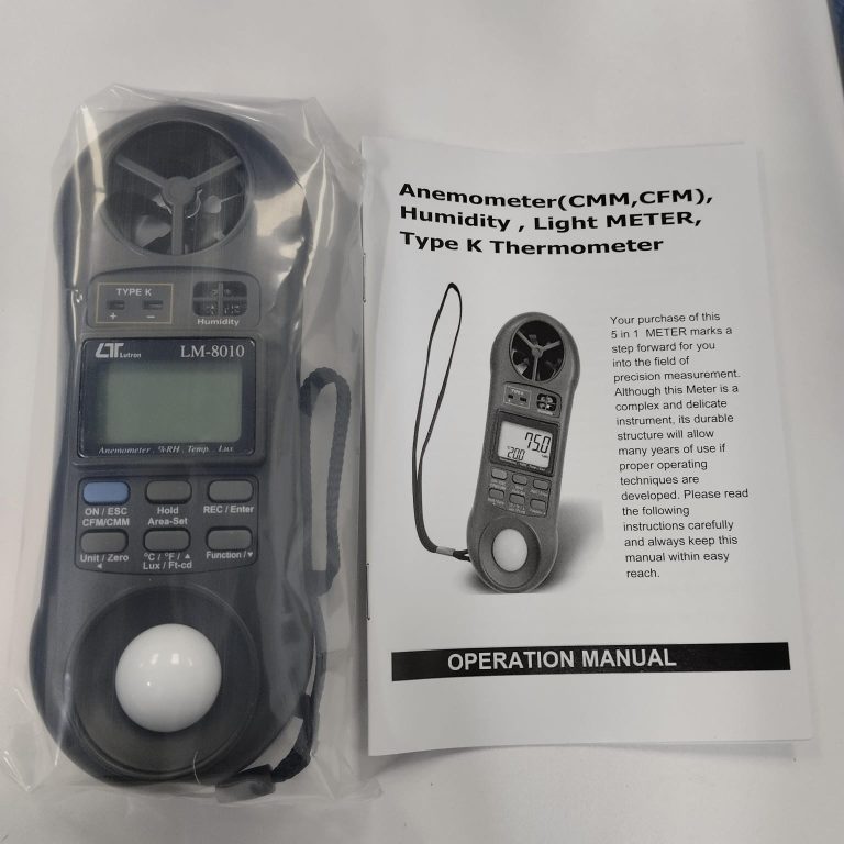 Anemómetro 5 En 1, velocidad, flujo, temperatura, humedad y luxómetro ...