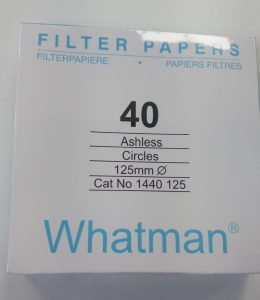 PAPEL FILTRO NUMERO 40 CON DIAMETRO DE 125mm CAJA X 100 UNIDADES, MARCA ...
