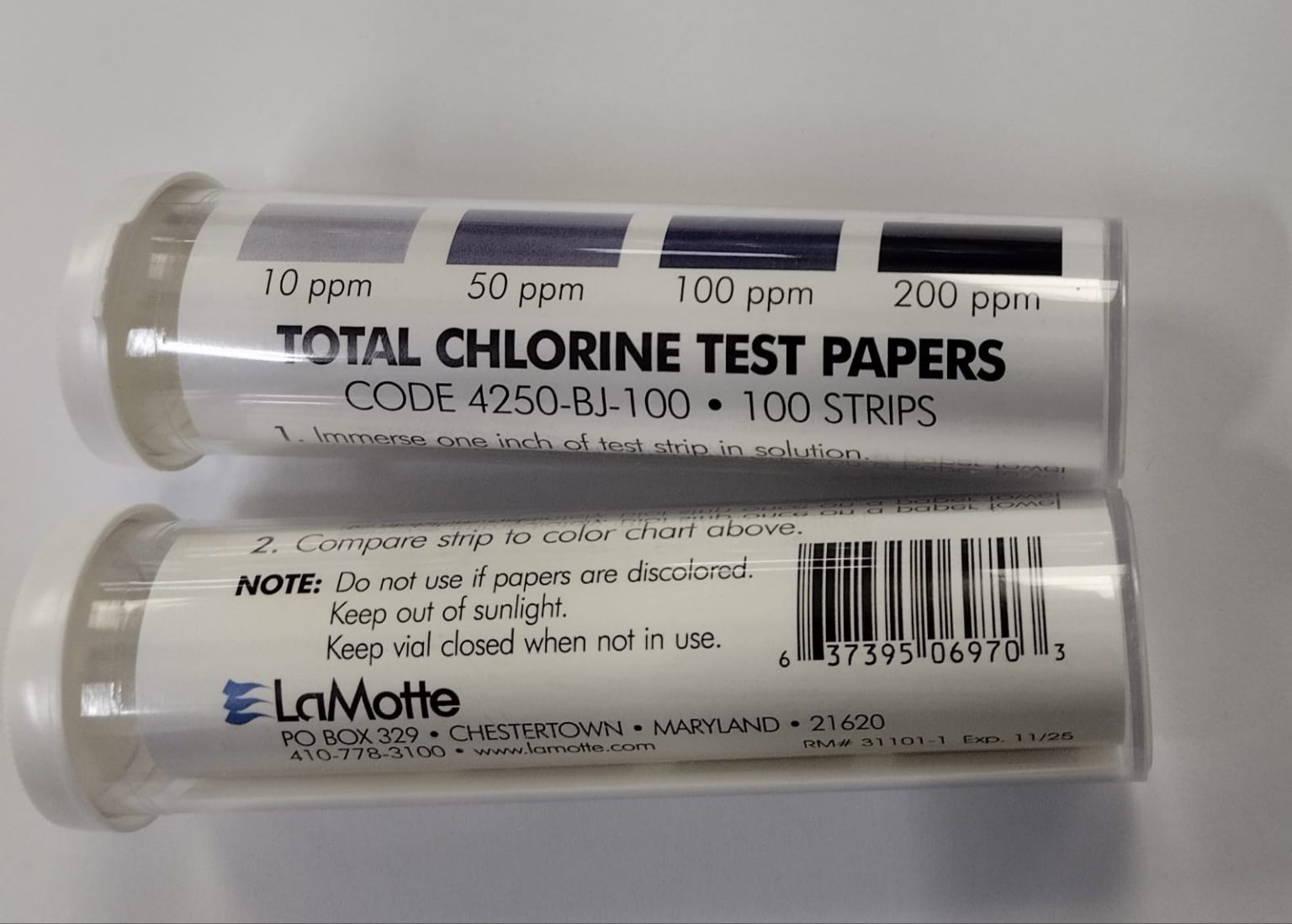 Tiras Reactivas Cloro Total Rango Intermedio, Modelo 4250-BJ-100 ...