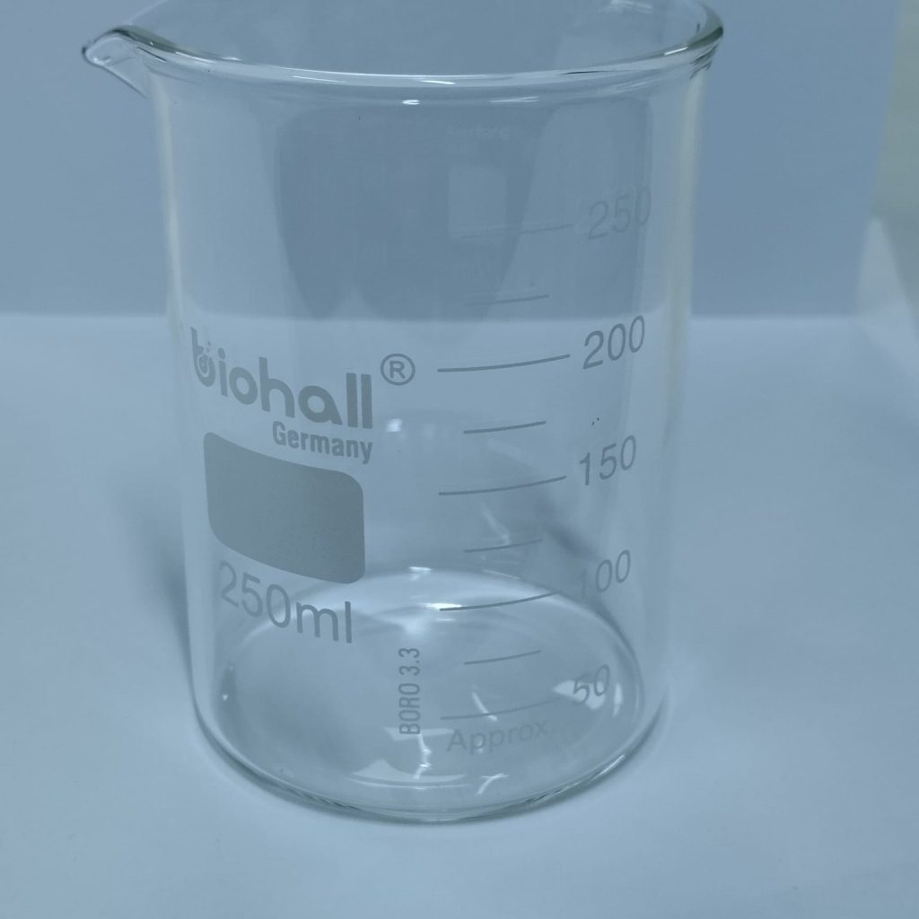 Vaso Precipitado de Vidrio Graduado BORO 3.3 de 250mL – BIOHALL – BIOSAN INGENIERIA S.A.C.