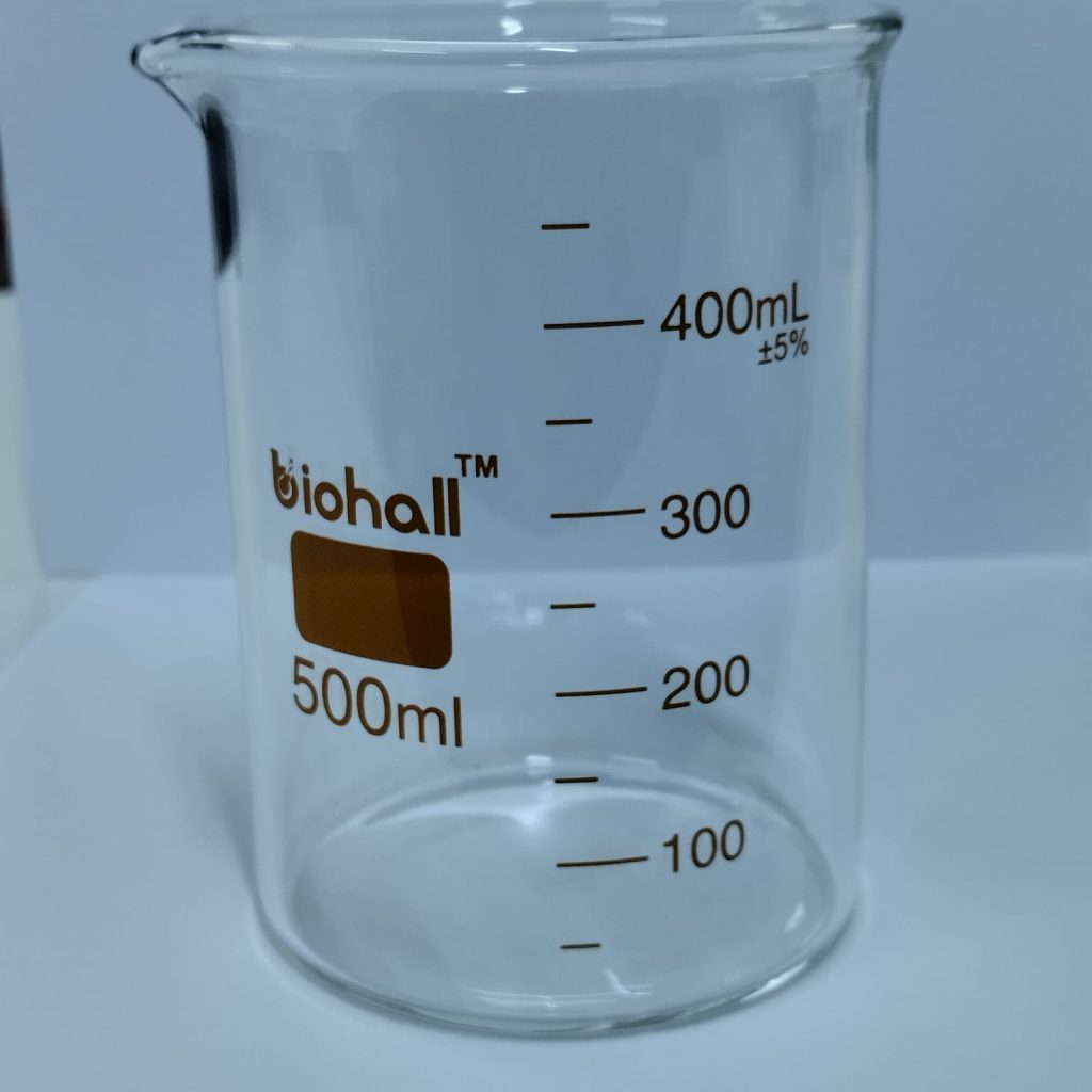 Vaso Precipitado de Vidrio Graduado BORO 3.3 de 500mL – BIOHALL – BIOSAN INGENIERIA S.A.C.